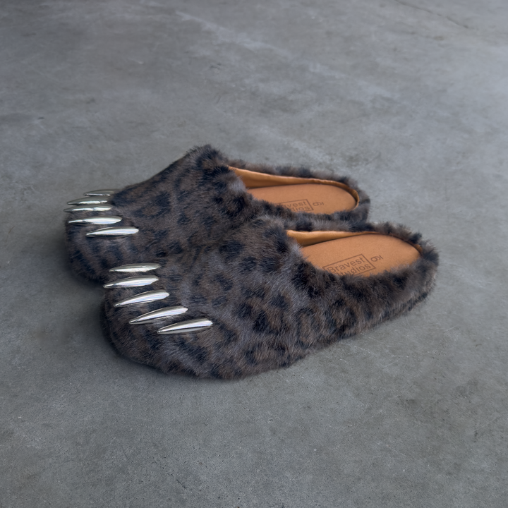 Dark Leopard Claw Mules – Bravest Studios